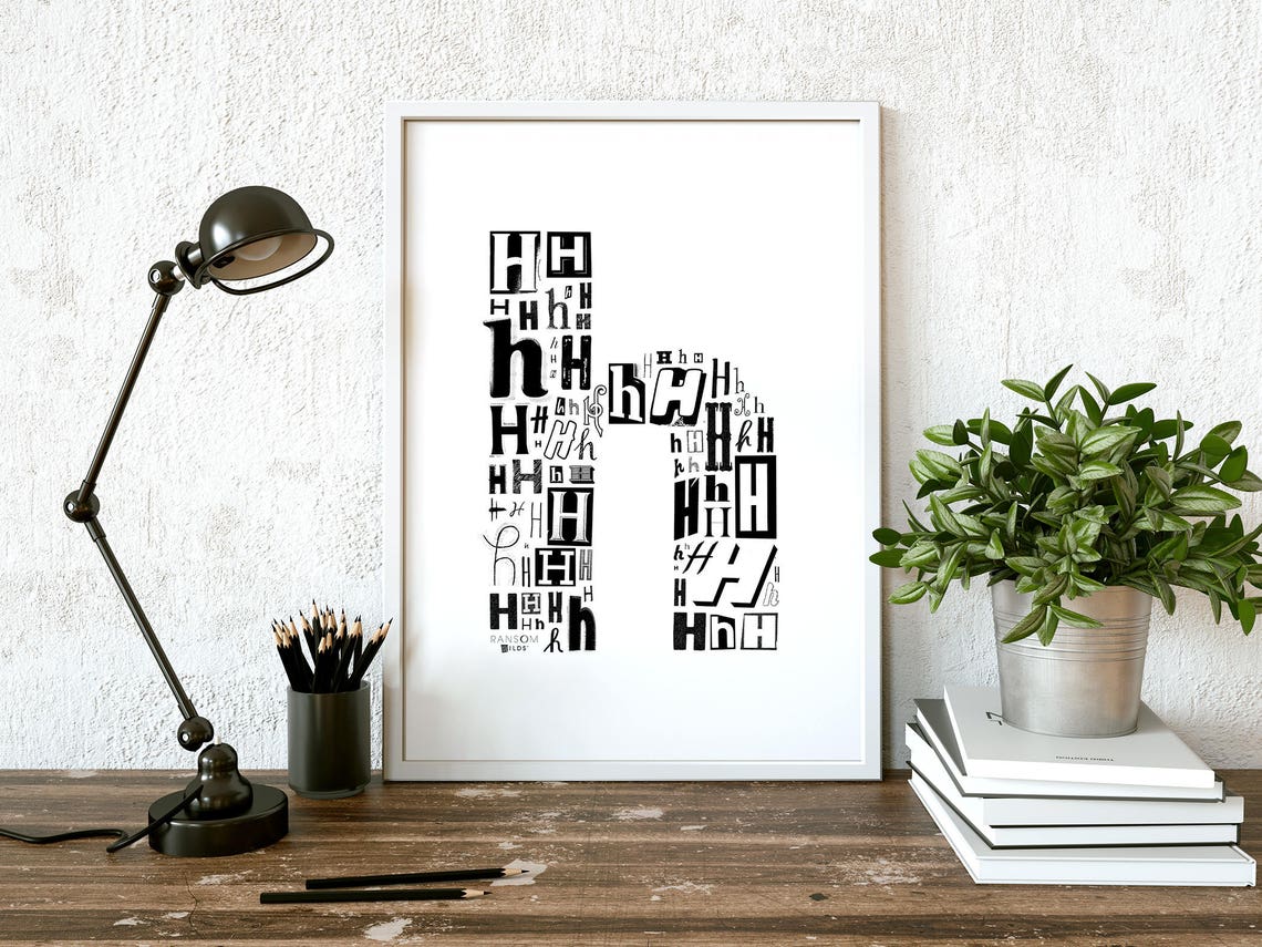 Letter H Print Printable Letter H Poster Letter H Wall - Etsy