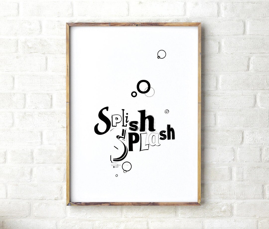 Bathroom Wall Decor, Splish Splash, Bathroom Decor, Bathroom Art, Black ...