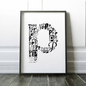 Letter P Print, Typography Print P, Letter P Poster, Letter P Wall ...