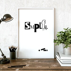 Typography Print, Simplify Print, Typography, Print, Black and White ...