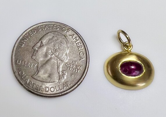 Vintage 18k Natural 1ct Red Ruby Cabochon Pendant 4.1g - Gem
