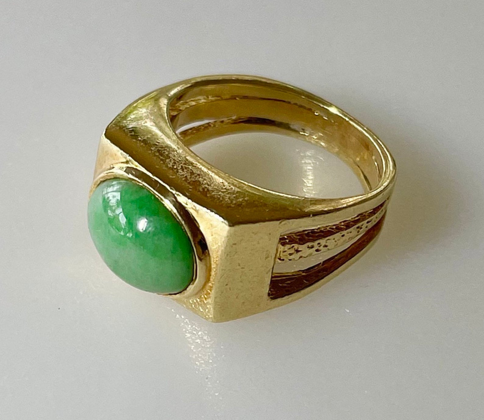Mid Century Retro Men’s 14k Jadeite Jade Ring - Etsy