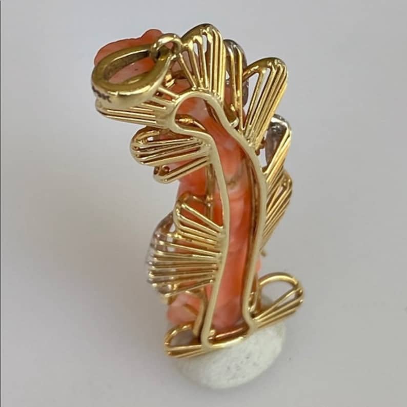 Antique Chinese 14k Coral Diamond Quan Yin Pendant 10g - Etsy