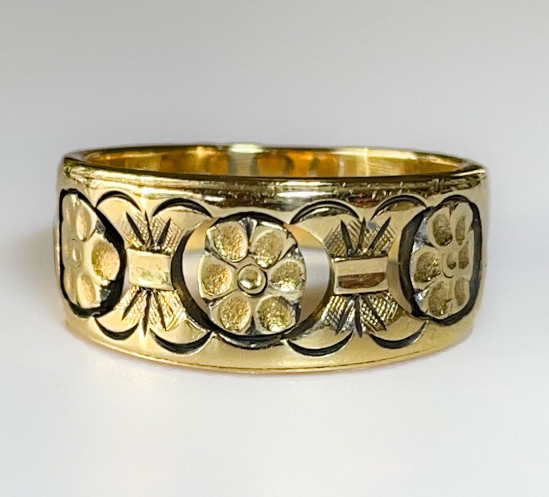 Victorian 14k Cut Out Posey Flower Band Ring 4.1g - Etsy