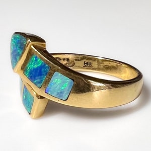 Retro Vintage 14k Australian Black Opal Arrow Crossover Ring 3.6g - Etsy