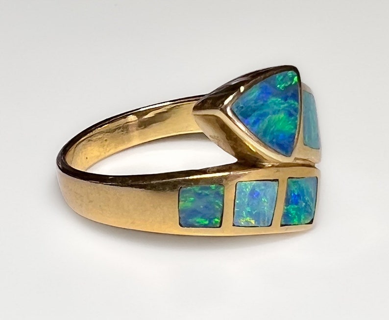 Retro Vintage 14k Australian Black Opal Arrow Crossover Ring - Etsy