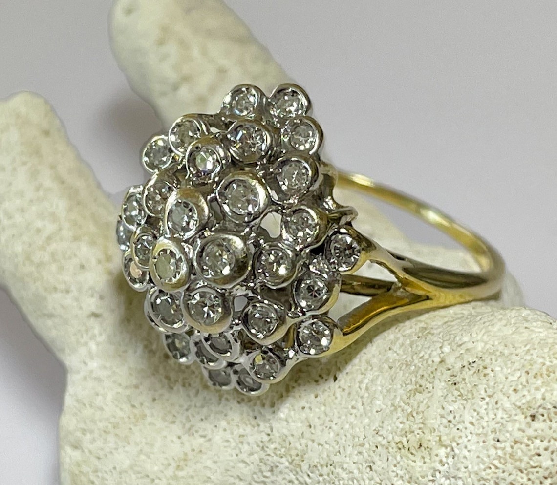 Vintage 14k Diamond Waterfall Cocktail Ring 3.7g - Etsy