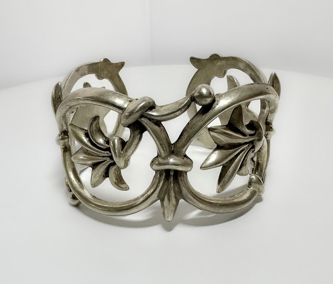 Art Nouveau Sterling Egyptian Revival Lotus Cuff 48g - Etsy