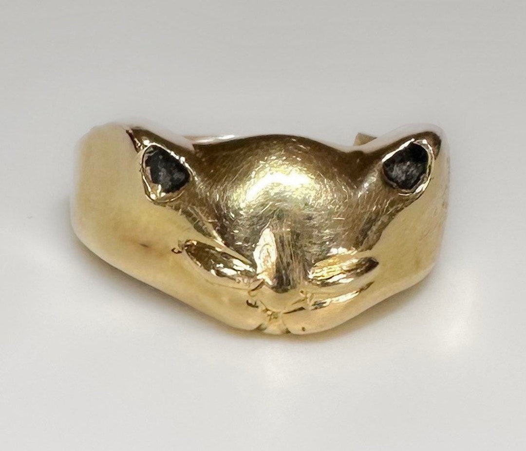 Vintage 1970s 14k Artisan Crafted Cat Ring 5.4g - Etsy