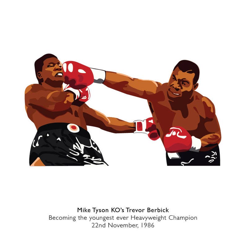 Mike Tyson V Trevor Berbick Illustrated Boxing Print / Poster - Etsy