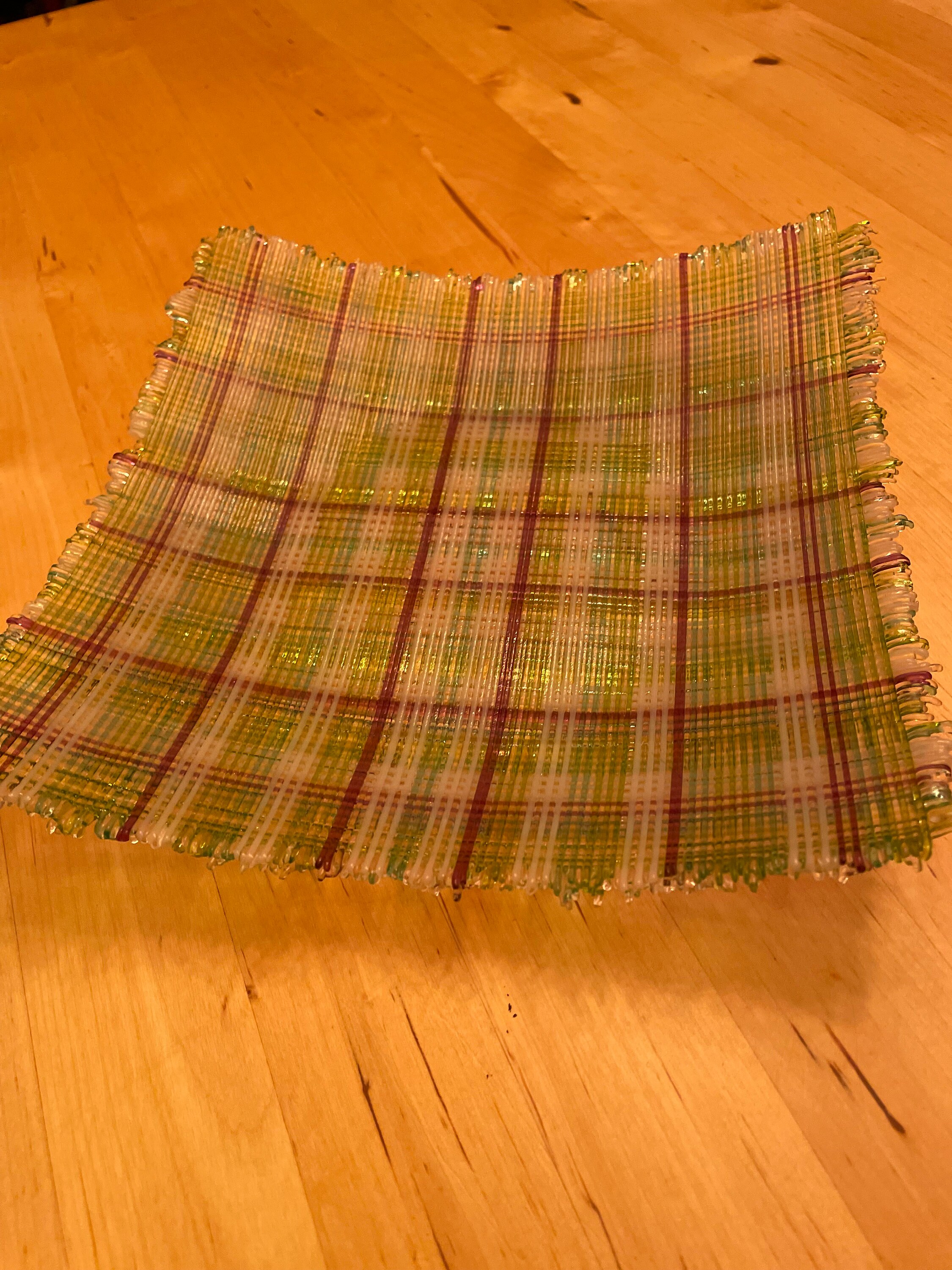 Beautiful Plate Stringers-woven Look-fused Glass-handmade - Etsy