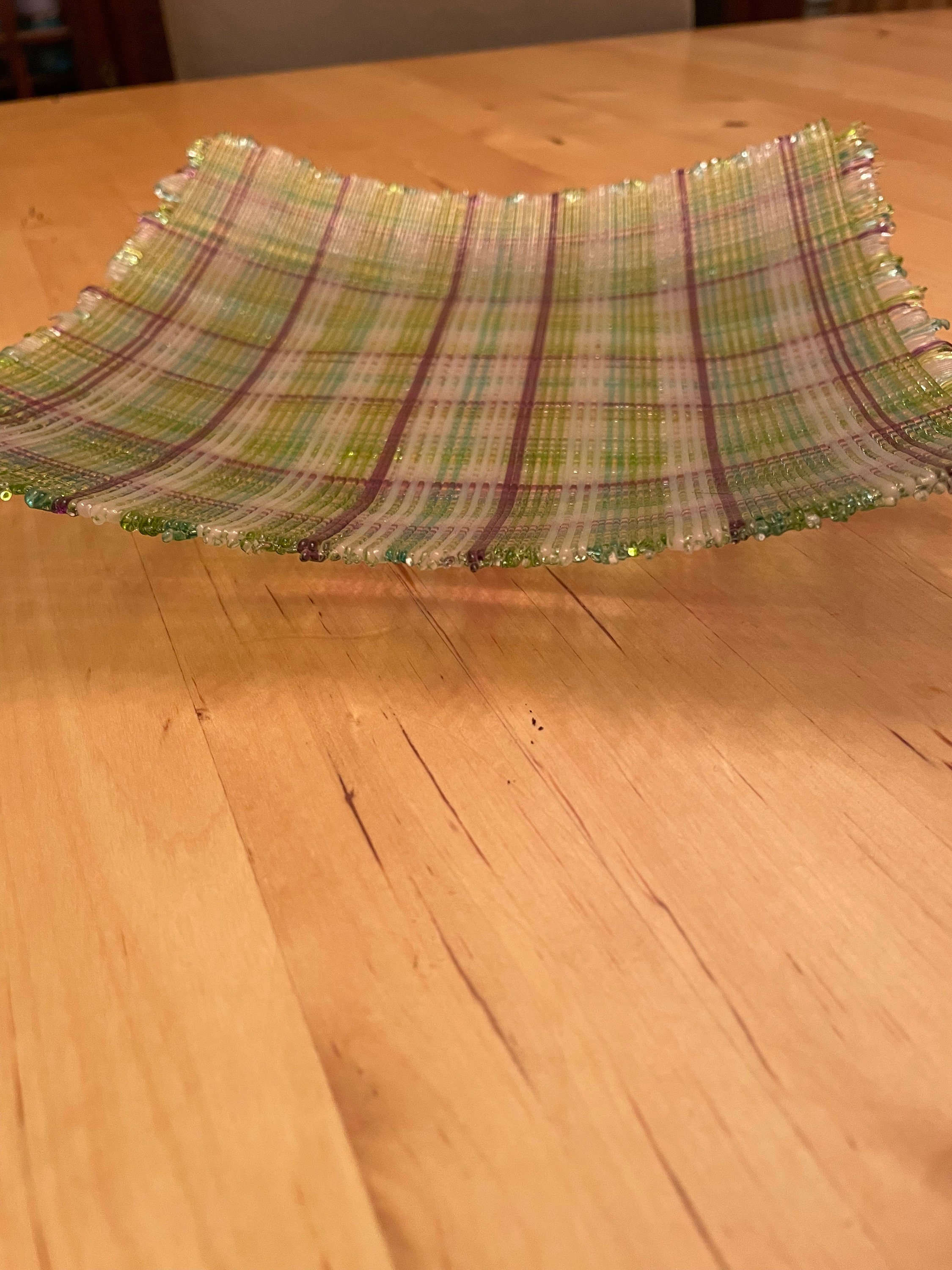 Beautiful Plate Stringers-woven Look-fused Glass-handmade - Etsy