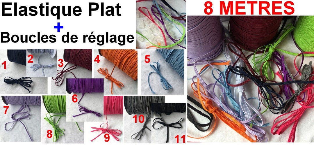 Elastic, 20 Meters 10pcs Adjustment Loops, Flat Elastic, Color, Stretch ...