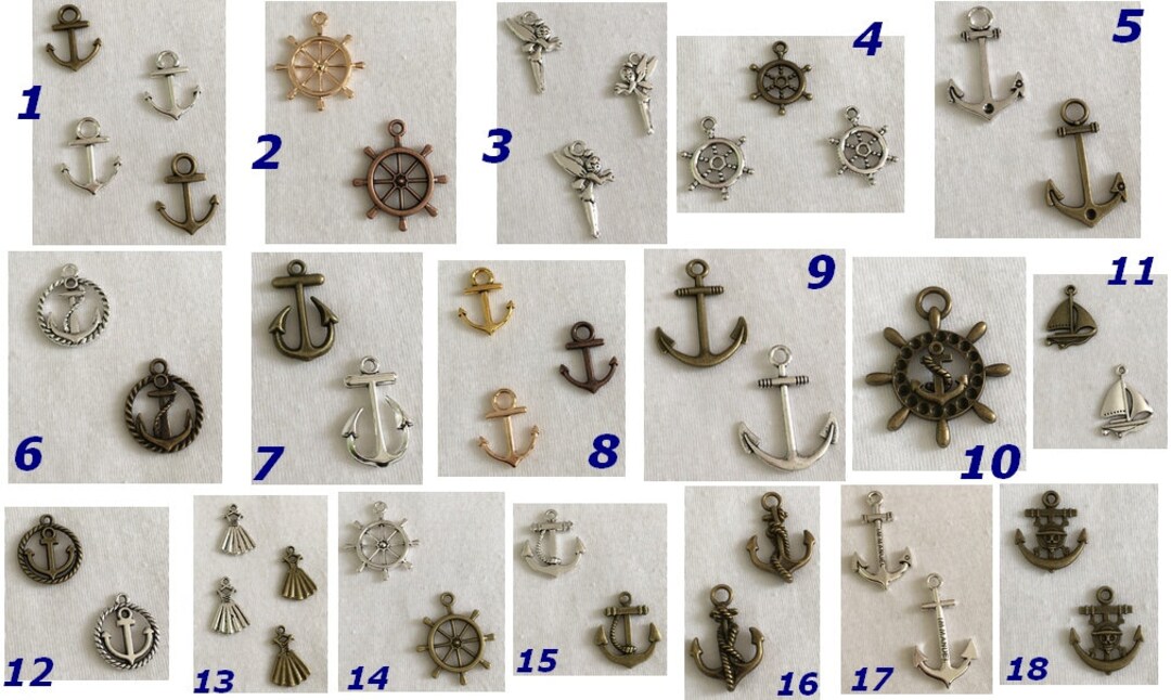 Charm, Pendant, Charm, Anchor, Navy, Rudder, Mask, Rhinestones, Jewelry ...