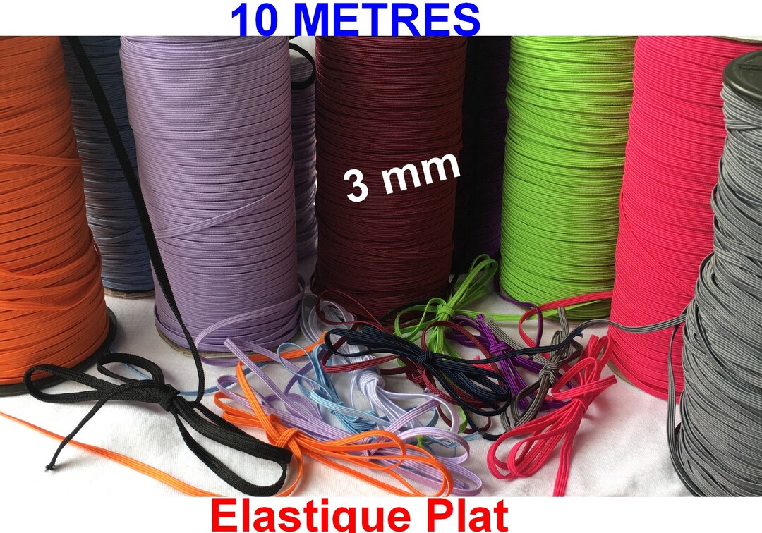 Elastic, Flat, 3mm, Set of 10 Meters for Mask, Color for Adjustment ...