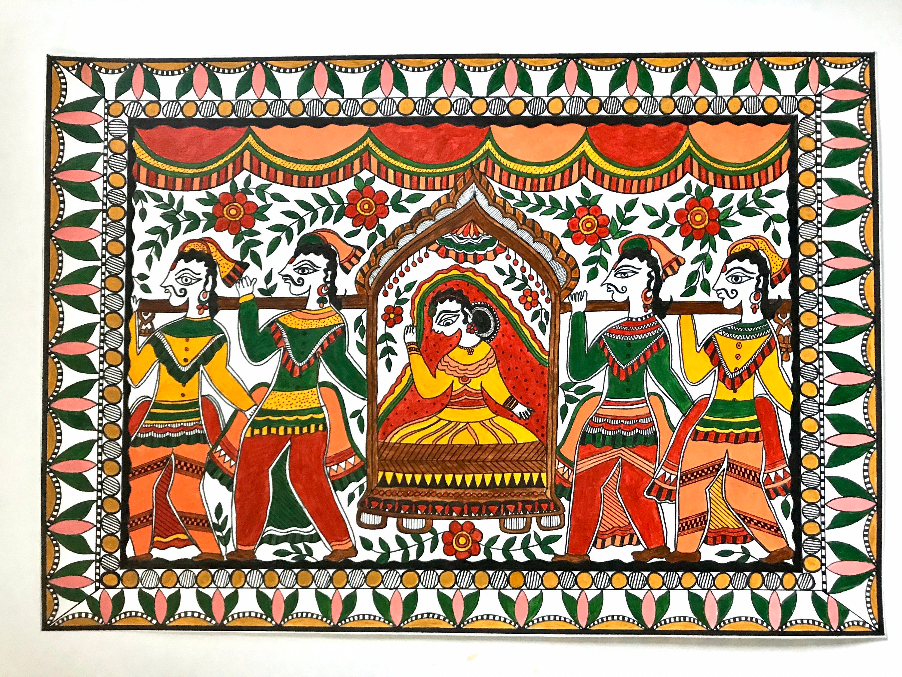 Indian Madhubani Painting | Etsy