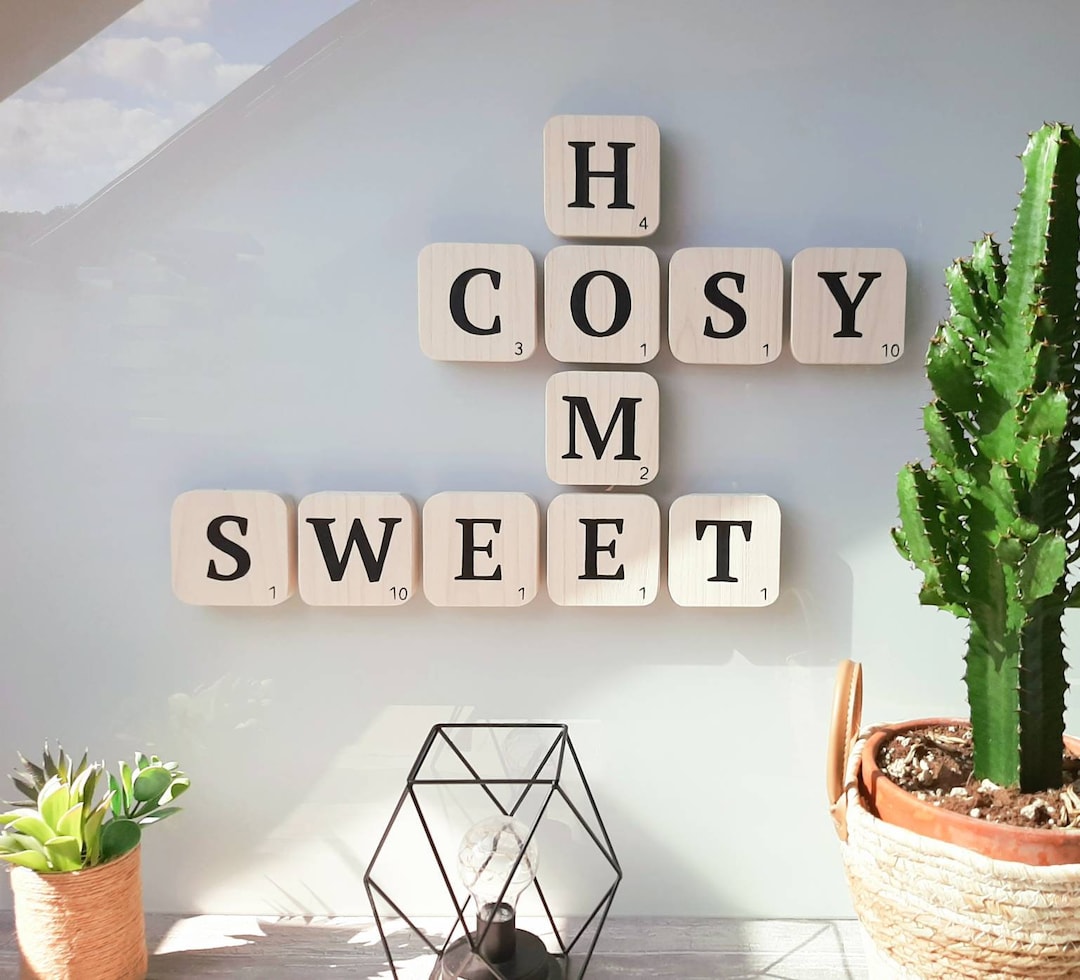 Lettre scrabble bois rétro, décoration murale, art mural bois - Etsy France