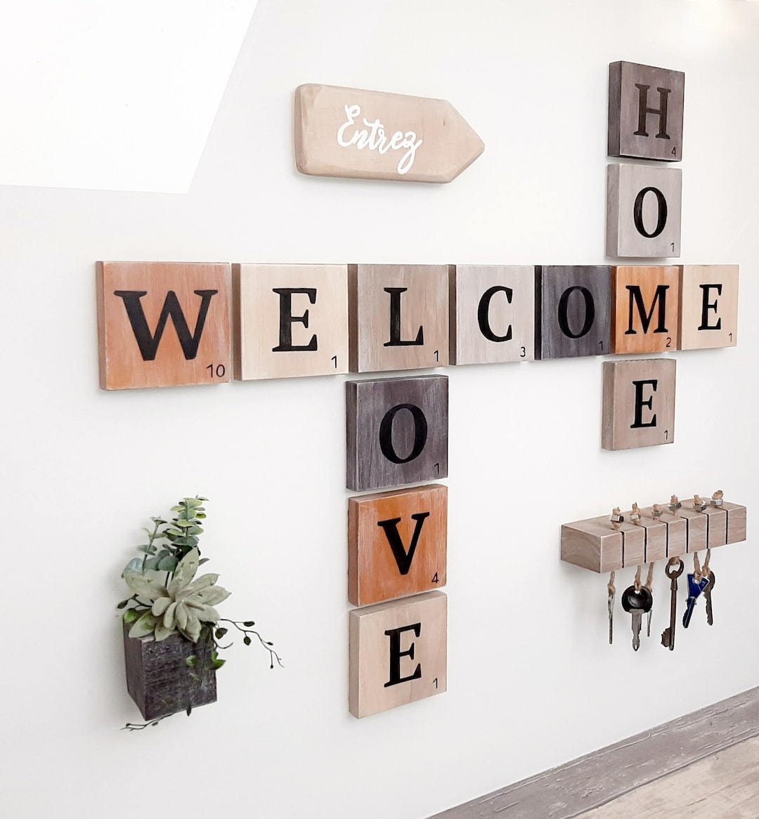 Giant Scrabble, Wooden Letter, Wall Decoration, Decorative Letter, Aged ...