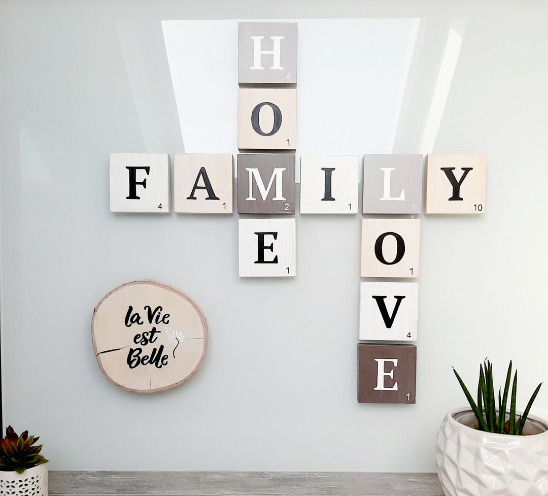 Giant Scrabble Letter, Wooden Letter, Weathered Wood, Pastel Colors ...