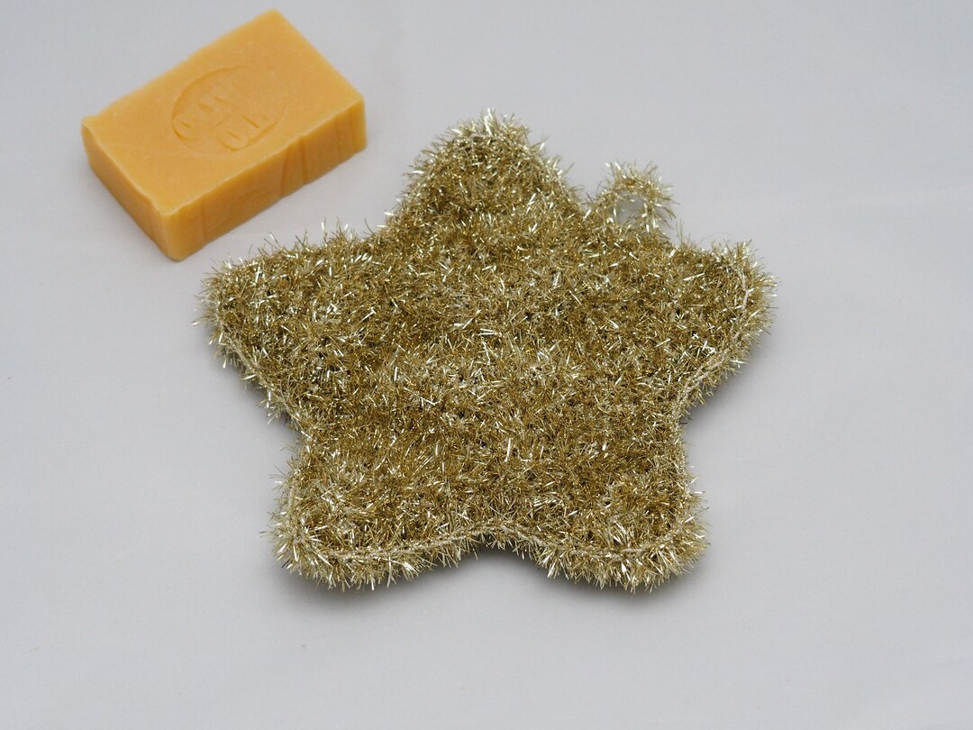 Peeling Sponge Star in Gold Crocheted by Hand Bath Sponge - Etsy UK