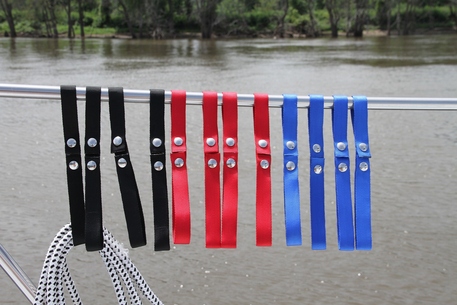 Set of 4 Boat Railing Straps for Holding Dock Line Rope on Railing ...