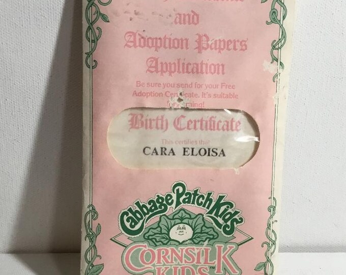 Vintage Cabbage Patch Kids Cornsilk Kids Birth Certificate & Adoption ...