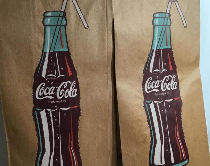 Vintage Coke, Coca Cola Paper Bags. 1991 Coke Bottle With Straw Brown ...