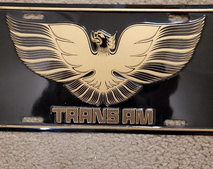 Vintage Pontiac Trans Am Firebird Novelty License Plate. NEW Gold Bird ...