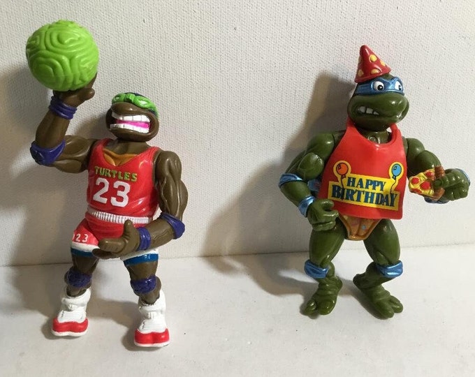 Vintage Teenage Mutant Ninja Turtle Action Figures Slam Dunkin ...