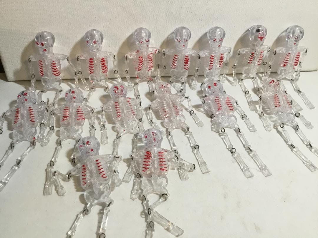 Vintage Skeleton Sting Light Covers. Mr. Bones Clear Plastic Red Accent ...