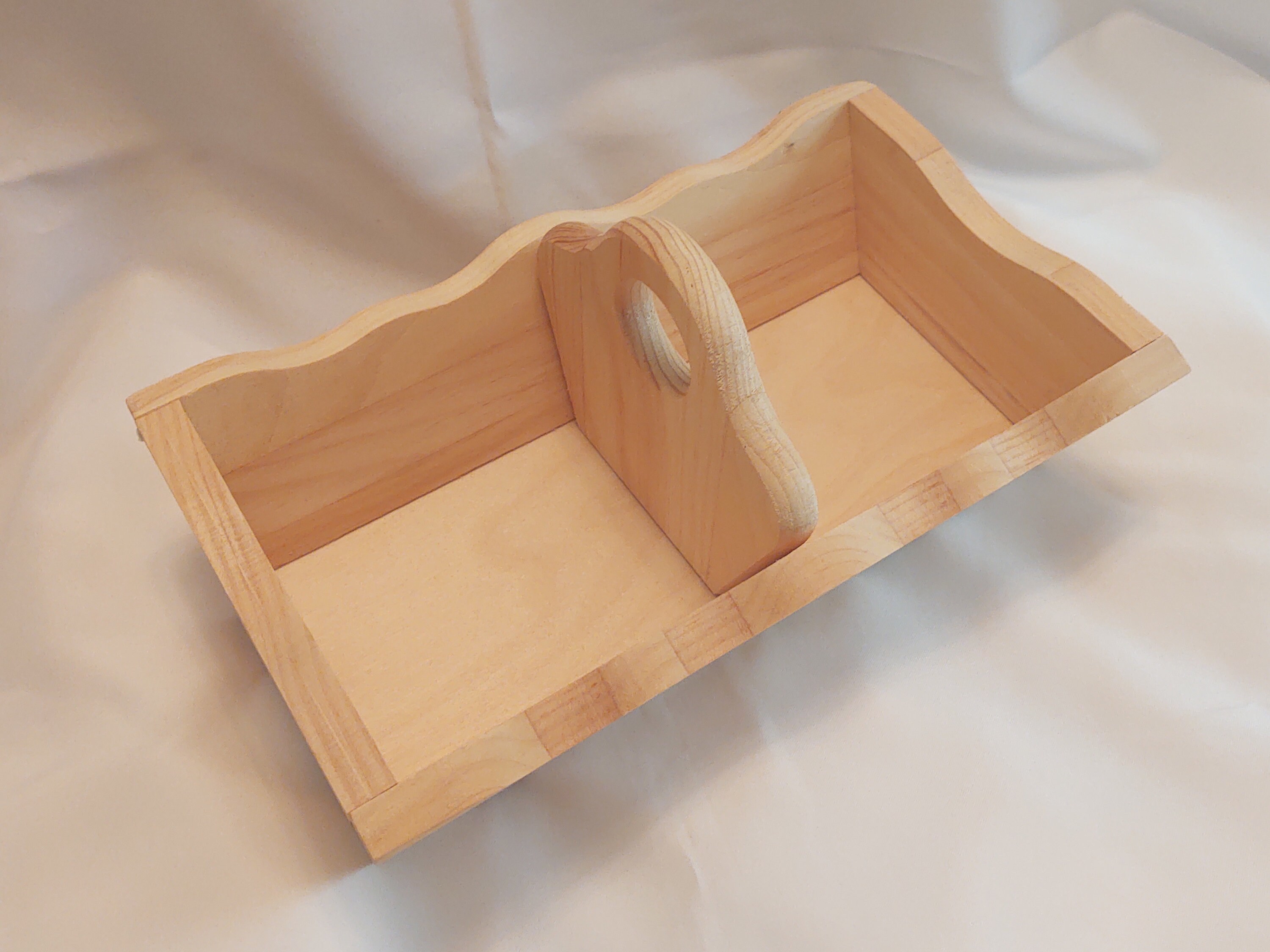 Unfinished Pine Wood Divided Tray/basket With Handle - Etsy