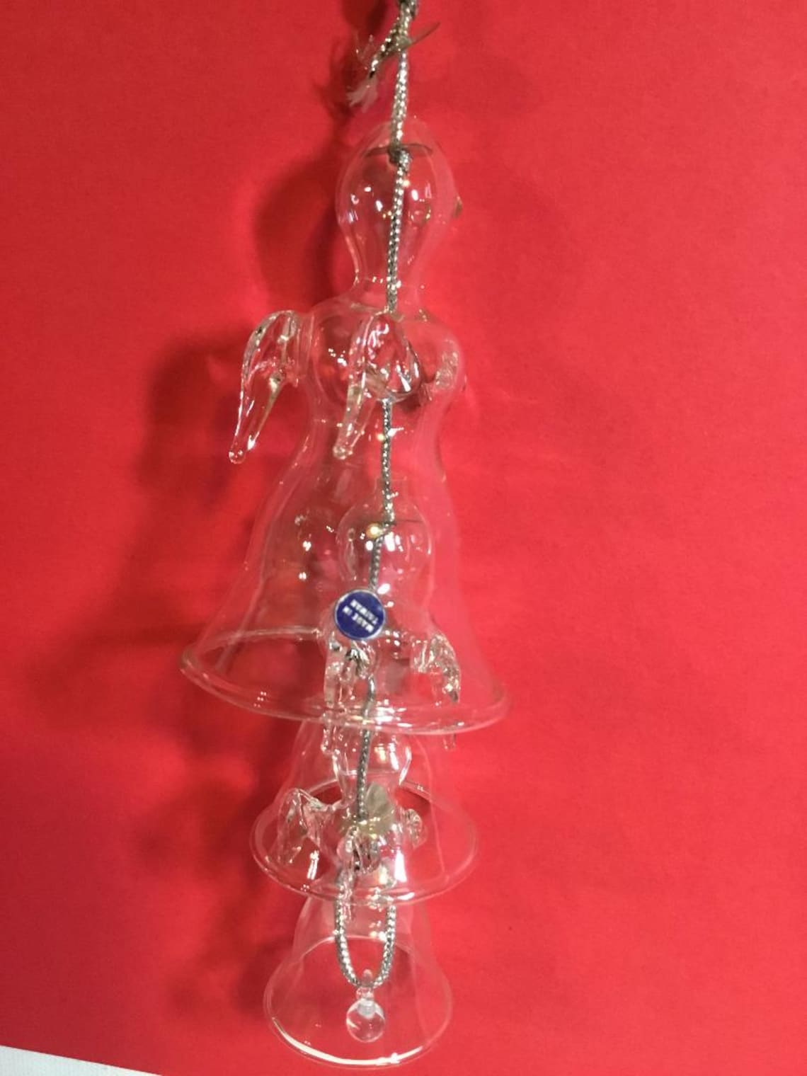 Vintage Angel Nesting Bells. Three Clear Glass Praying Angel Bells W ...