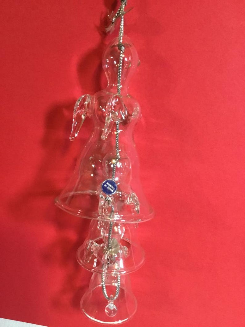 Vintage Angel Nesting Bells. Three Clear Glass Praying Angel Bells W ...