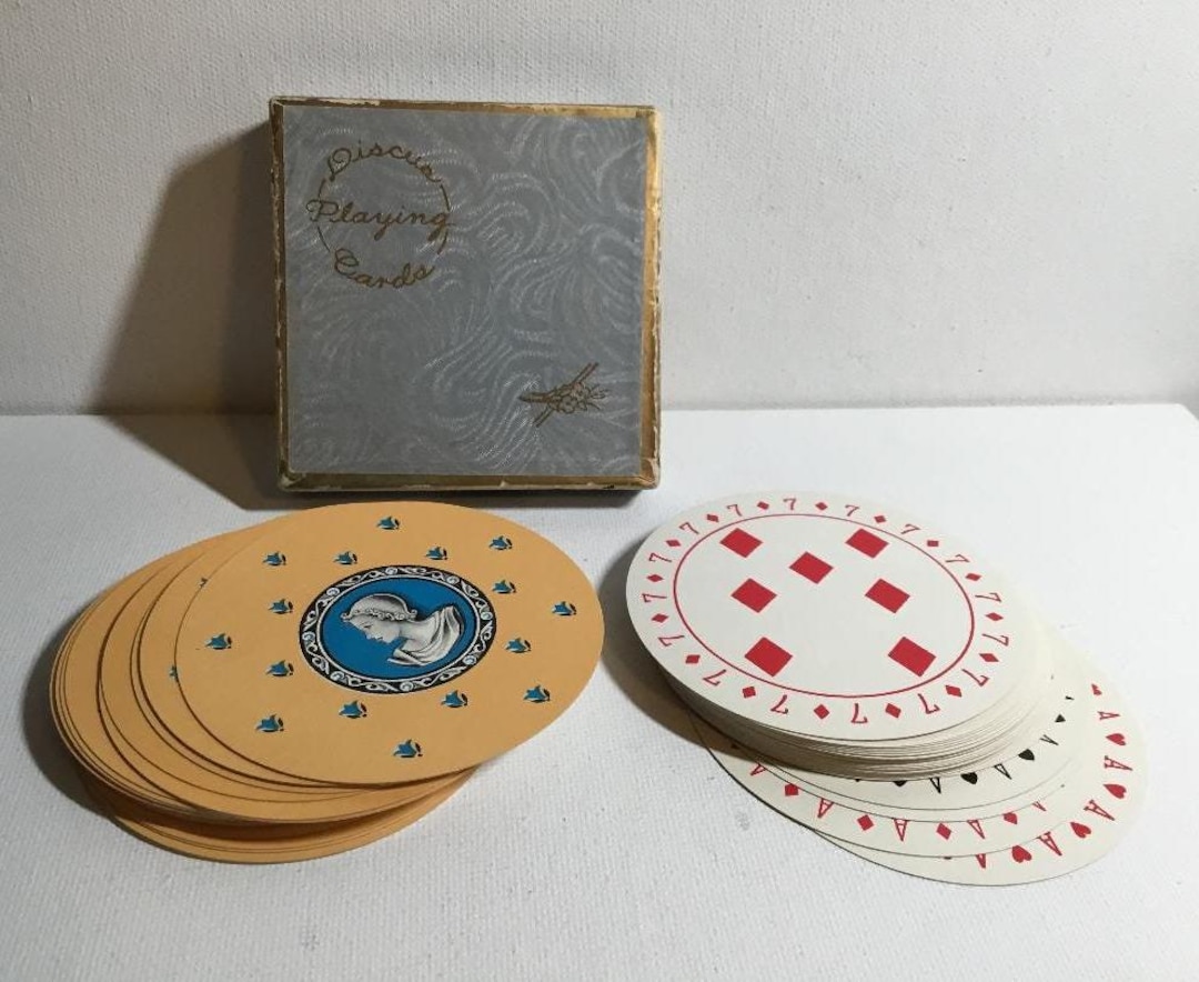 Vintage Discus Round Playing Cards in Original Box. Art Deco Greek ...