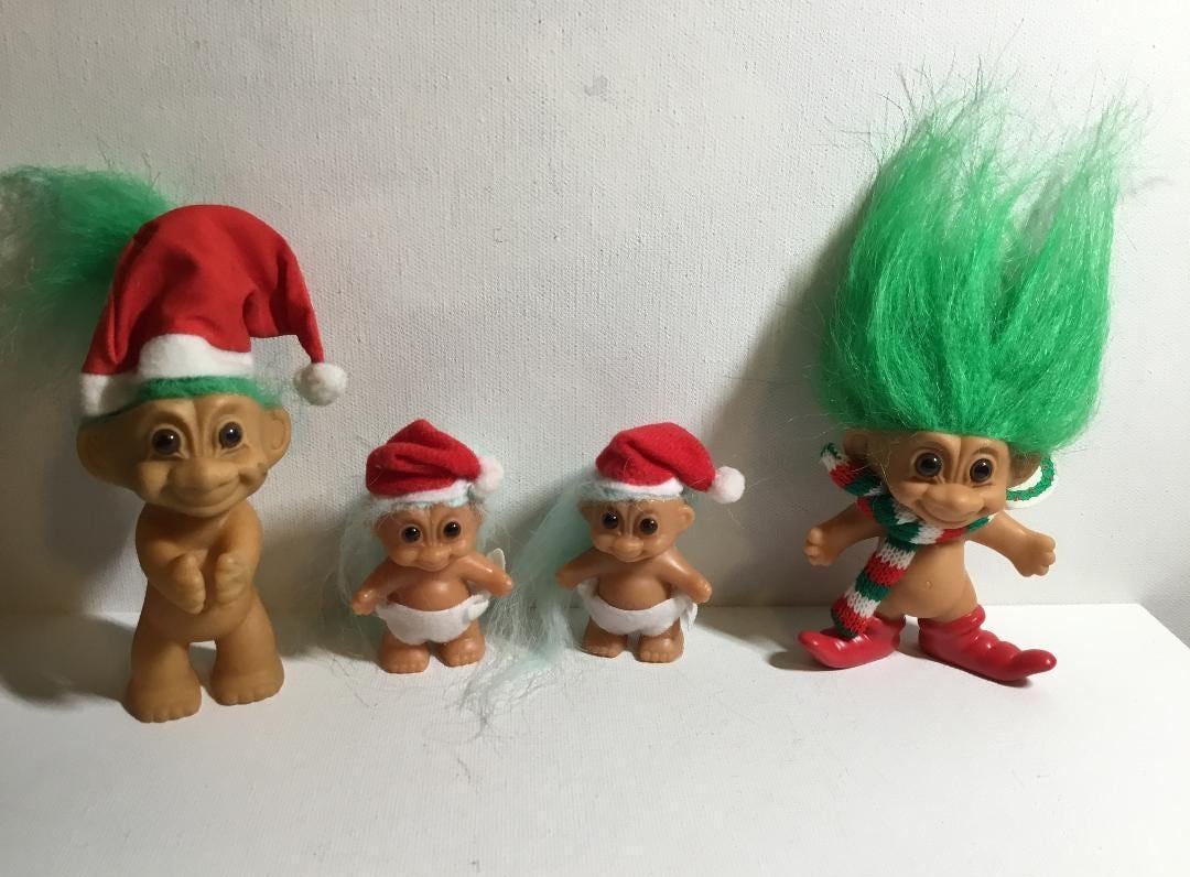 Vintage Santa Troll Dolls, Santa's Elf Troll Doll, Santa Babies Troll ...