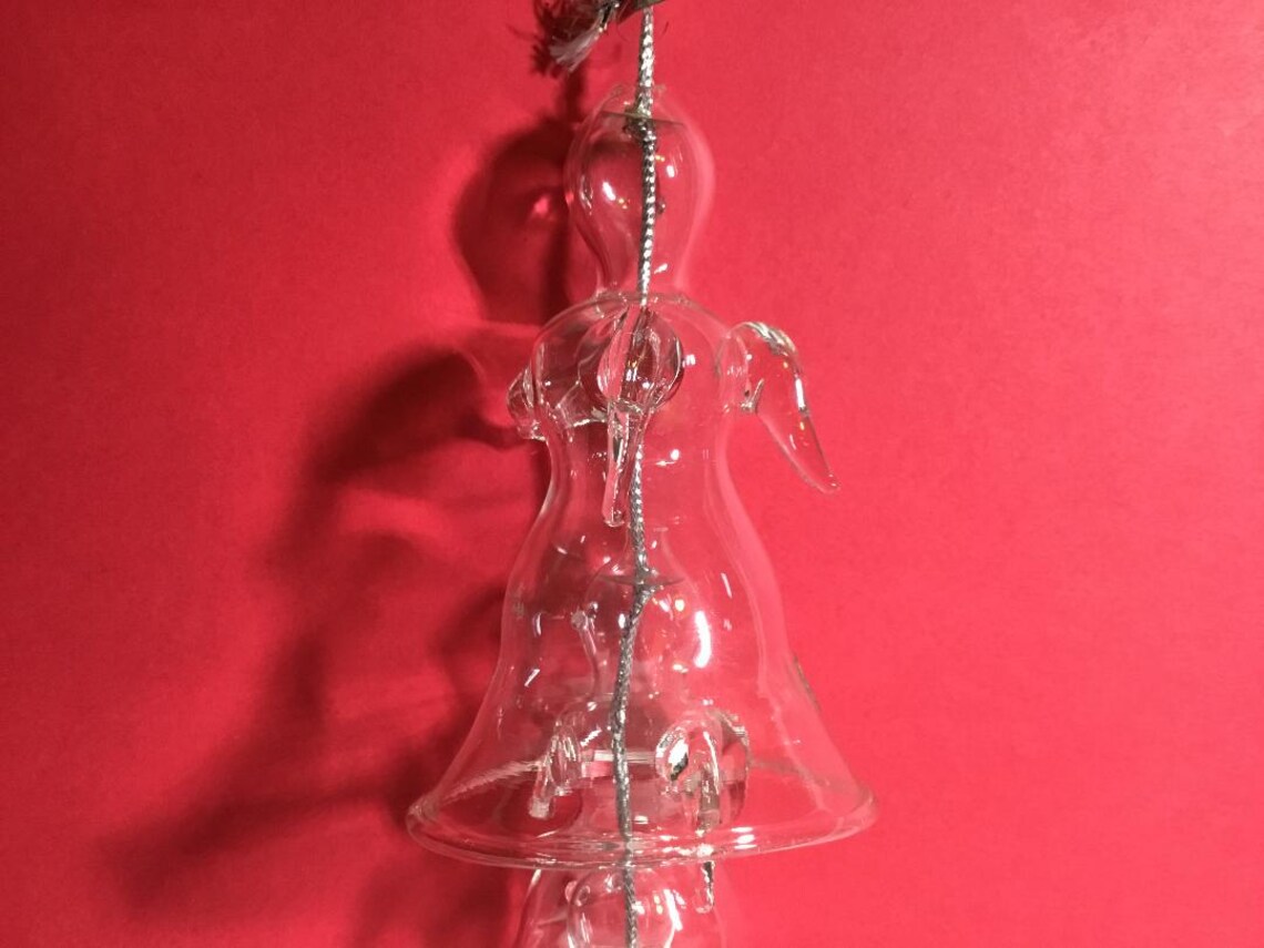 Vintage Angel Nesting Bells. Three Clear Glass Praying Angel Bells W ...