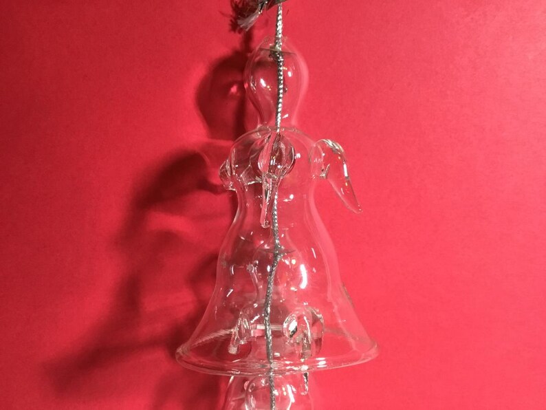Vintage Angel Nesting Bells. Three Clear Glass Praying Angel Bells W ...