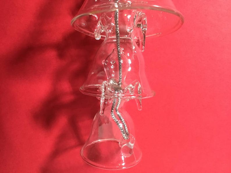 Vintage Angel Nesting Bells. Three Clear Glass Praying Angel Bells W ...