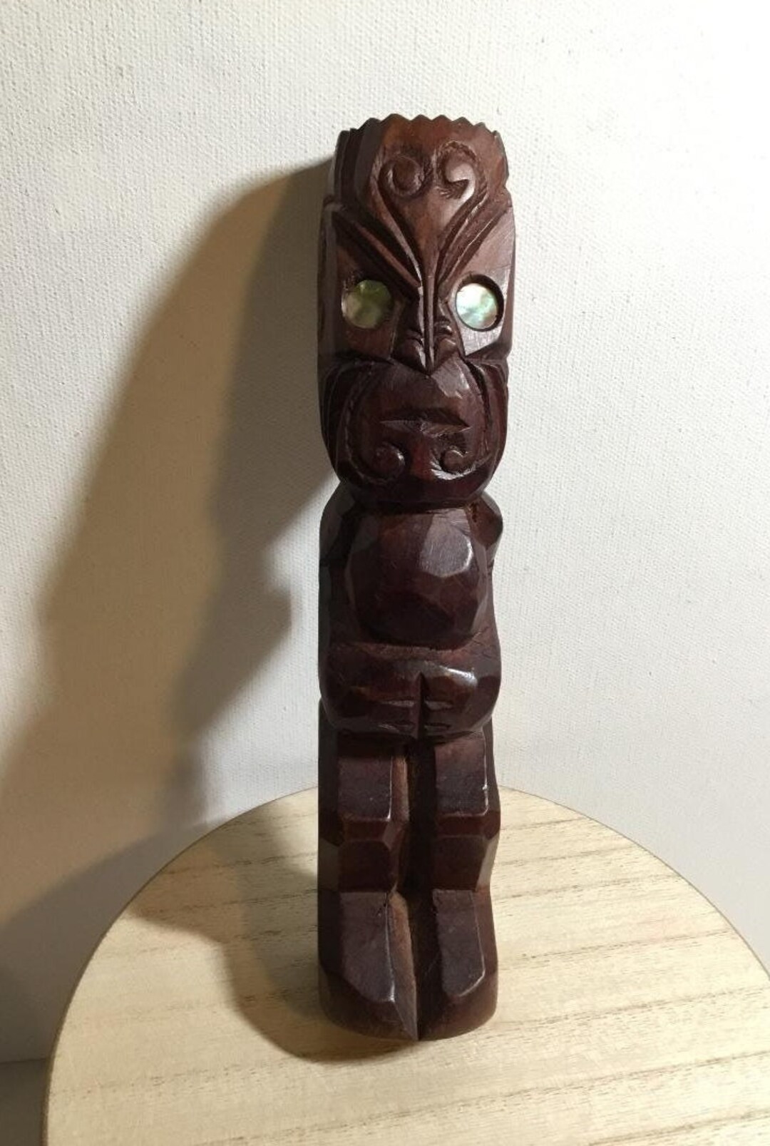 Vintage Maori New Zealand Tiki God / Tekoteko God Totem Hand Carved ...