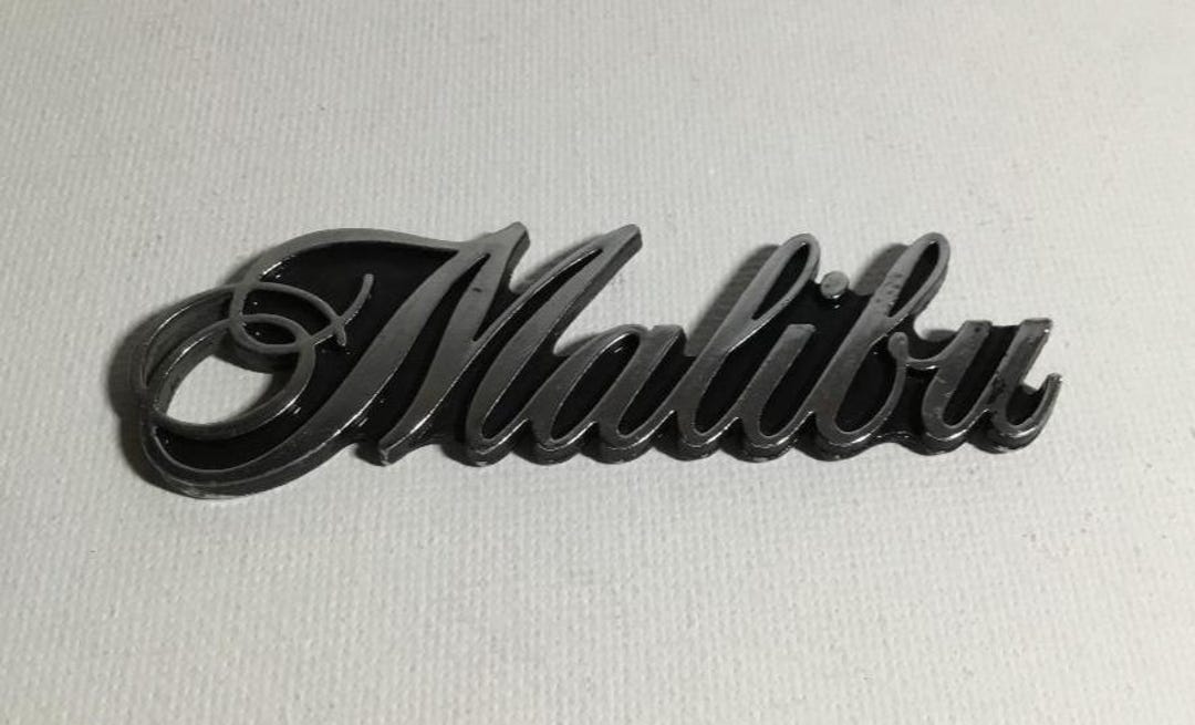 Vintage Malibu Script Name Plate Badge Emblem. Chevrolet Malibu Classic Script Emblem GM OEM ...