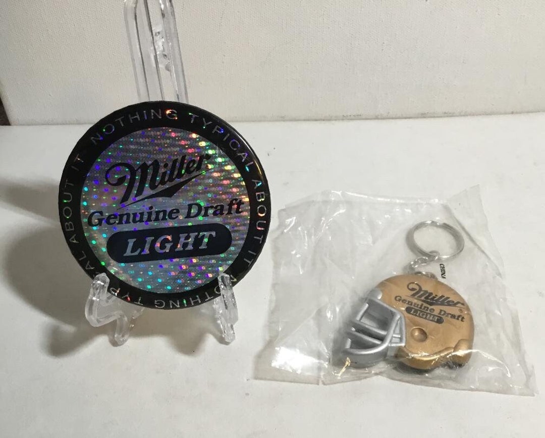 Vintage Miller Genuine Draft & Light Beer Football Keychain. Reversible ...