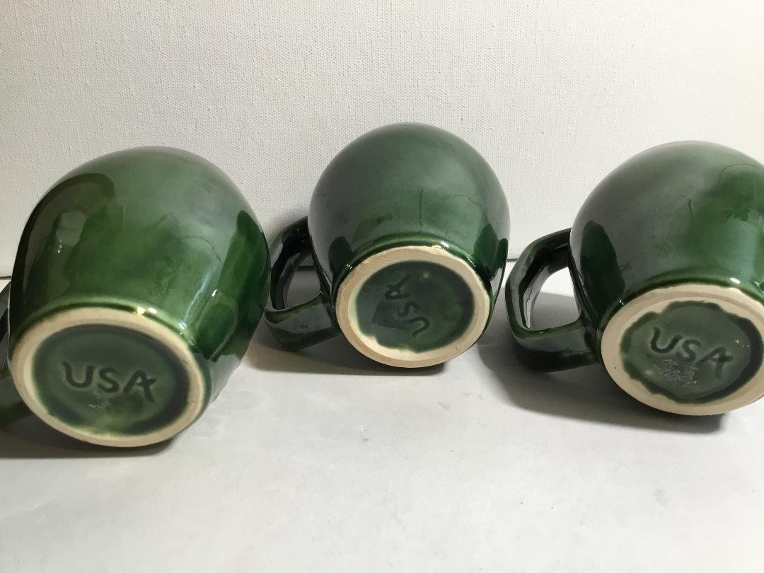 Vintage Mccoy Pottery D.O.M. Benedictine Green Coffee Mugs, Set of ...