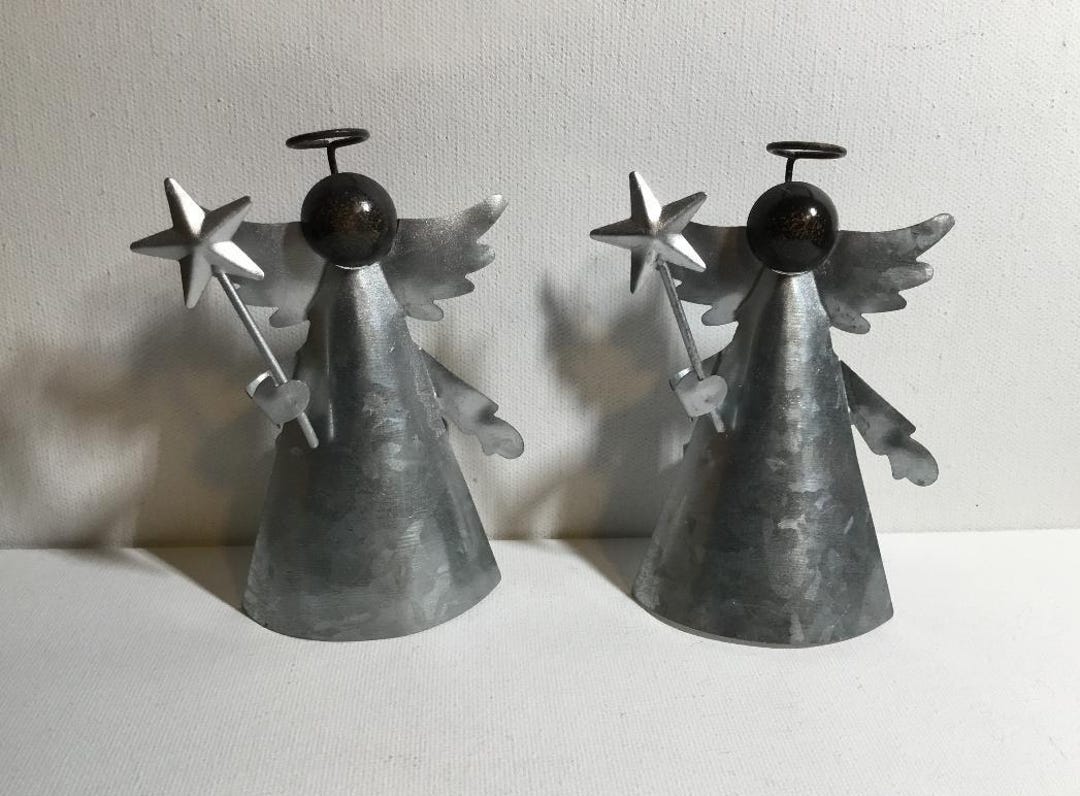 Vintage Pier One Galvanized Metal Angels Napkin Rings / Mini Christmas ...
