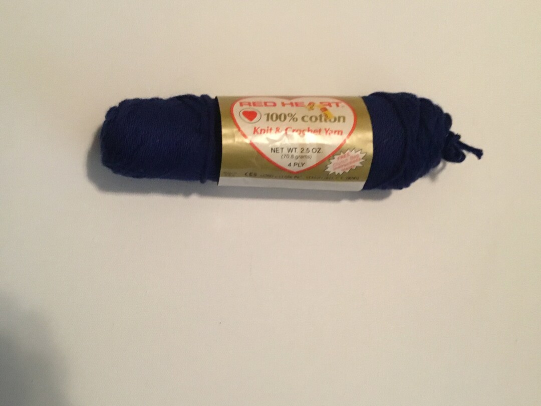 Vintage. Rare, Red Heart Royal Blue Yarn. 100% Cotton, Knit, Crochet - Etsy