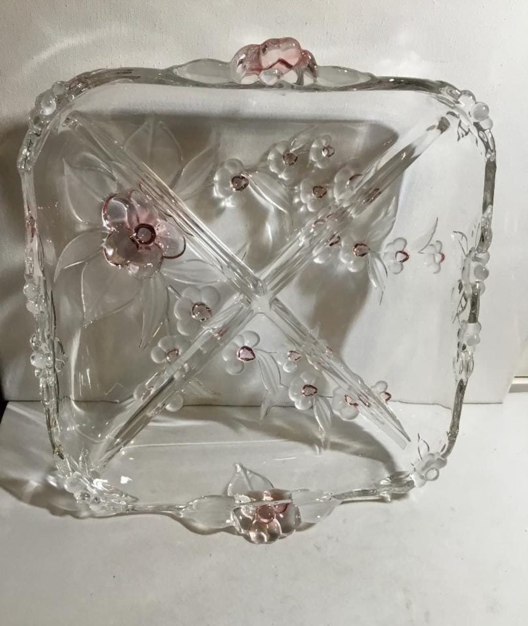Vintage Mikasa Crystal 4 Compartment Divided Relish Tray. Blossom Time ...