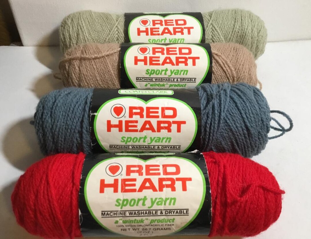 Vintage Rare Red Heart Sport Yarn, A Wintuk Product 100% Virgin Orlon ...