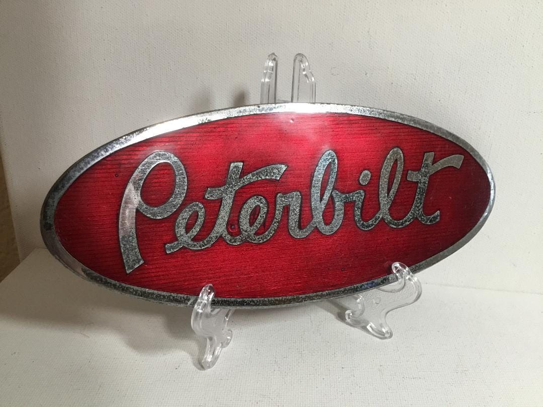 Vintage Peterbilt Enamel Badge/emblem. Red and Silver Peterbilt Semi ...