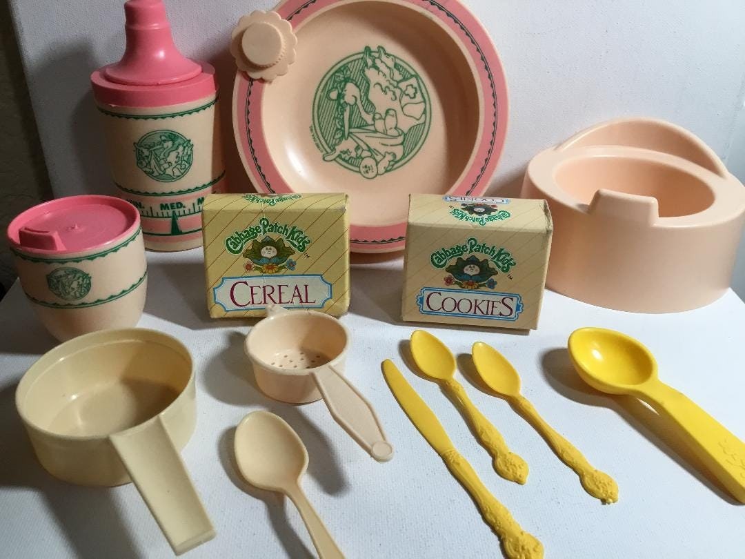Vintage Cabbage Patch Kids Doll Dishes & Food Accessories. Cabbage Patch Kids Plastic Play ...