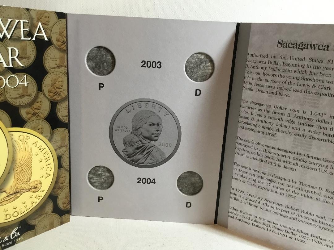 Vintage Sacagawea Dollar Collectors Coin Book Folder Album, 2000-2004 ...
