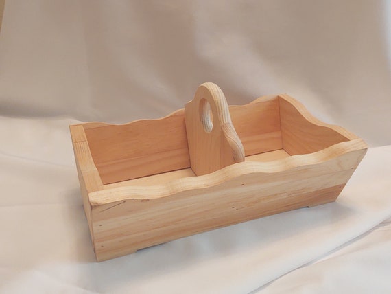 Unfinished Pine Wood Divided Tray/basket With Handle | Etsy